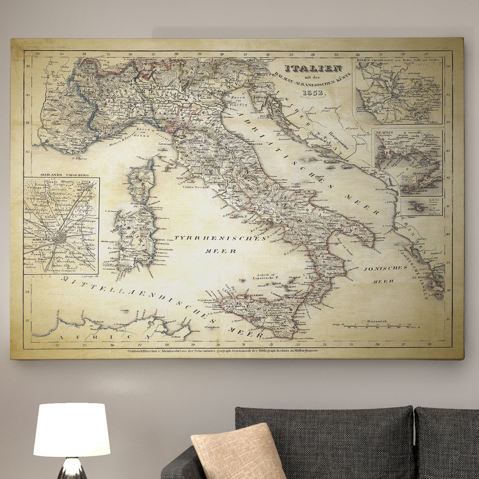 Wexford Home Italy Sketch Map II - Graphic Art Print on Canvas & Reviews | Wayfair
